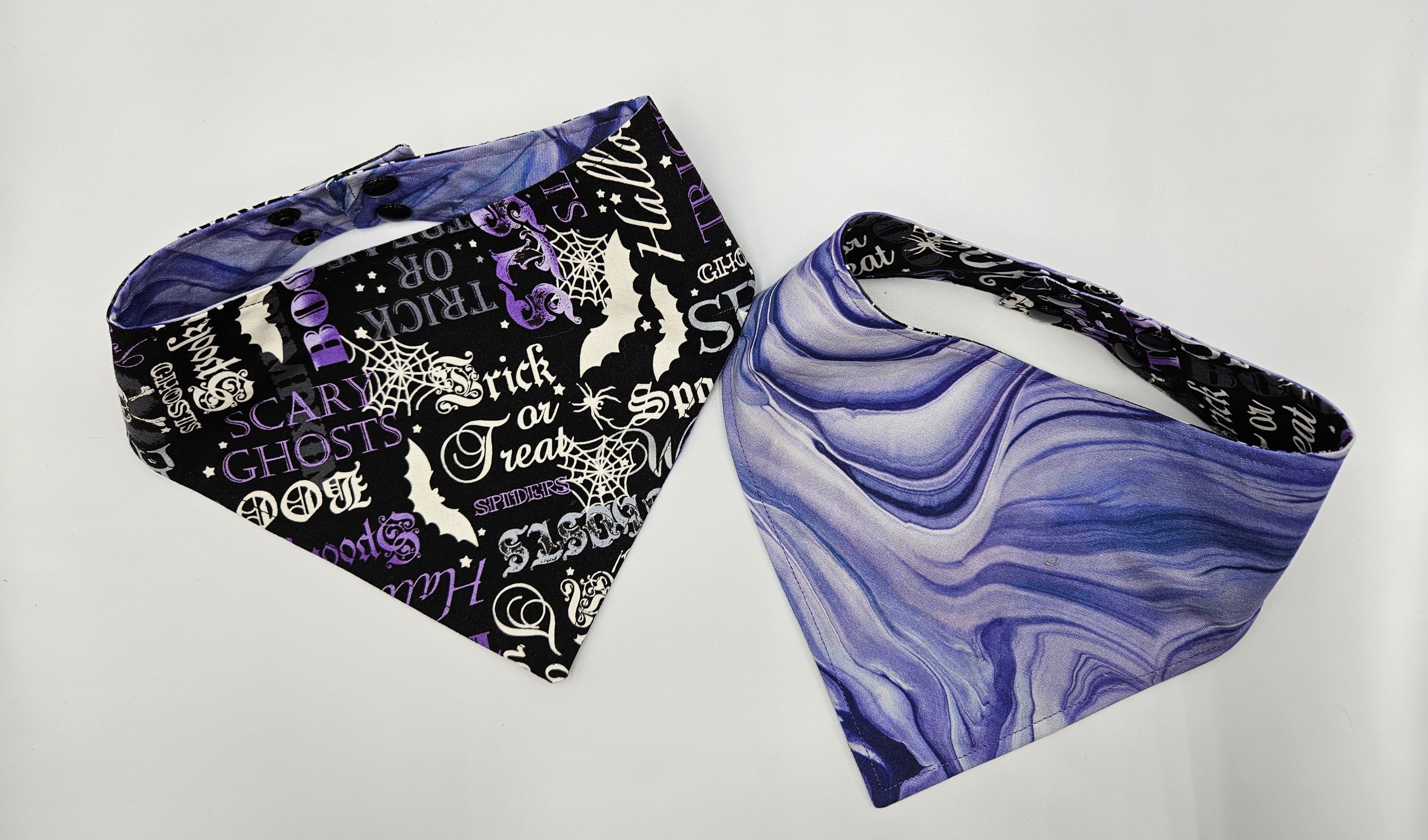 🦇 Midnight Flight & Violet Veins Reversible Snap-On Dog Bandana ...